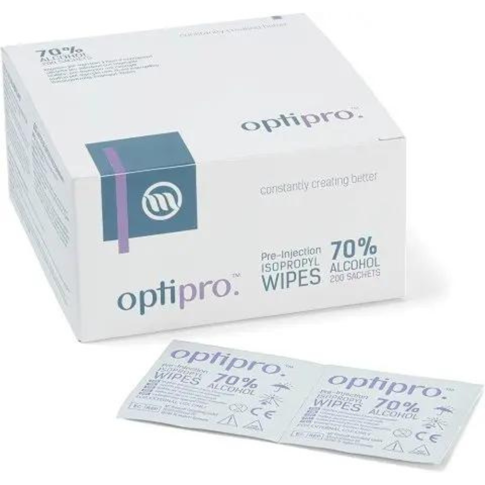 英國 OptiPro 70%酒精消毒棉 (盒裝：200包)【獨立包裝】 - 盈康 Healthy Living