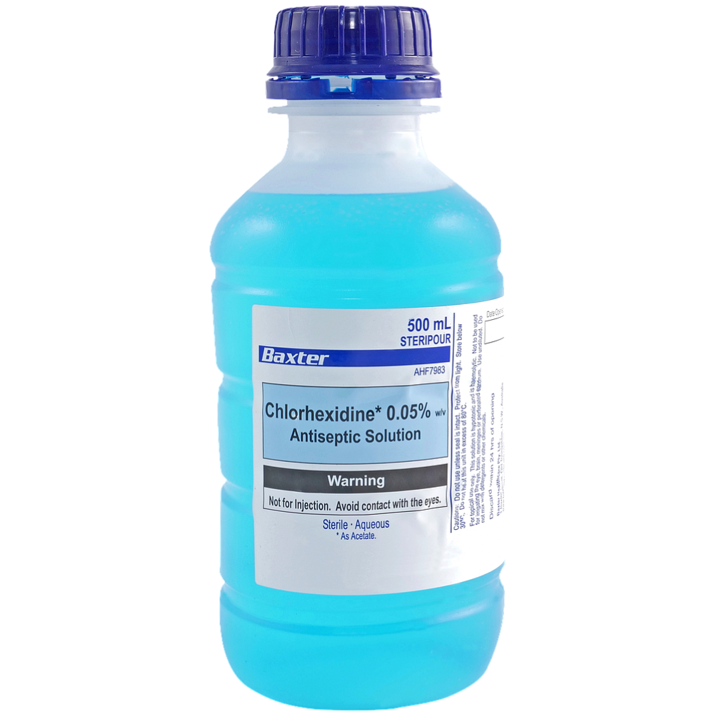 美國 Baxter 0.05% Chlorhexidine 傷口清洗消毒藥水 (藍水)【澳洲製造】【3個容量：100 / 500 ...