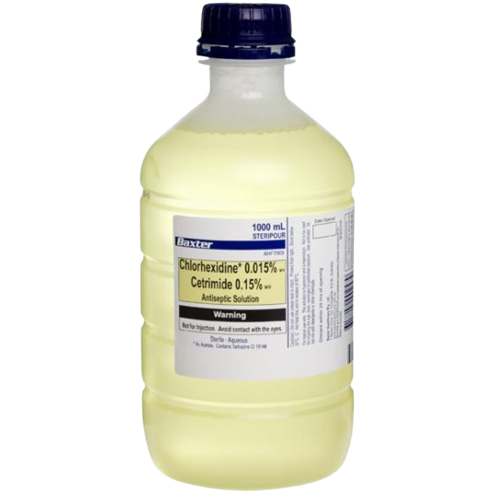 美國 Baxter 0.015% Chlorhexidine & 0.15% Cetrimide 傷口清洗消毒藥水 (黃水) - 1000ml ...