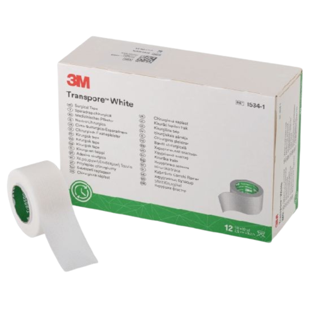 美國 3M Transpore White 醫生易撕白膠布 - 1" x 10yds (盒裝：12卷) [1534-1] - 盈康 ...