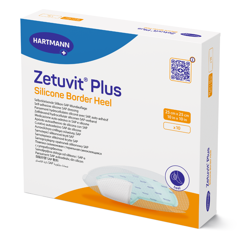 德國 Hartmann Zetuvit Plus Silicone Border Heel 防水矽膠自黏特強吸收性敷料 - 25 x 25cm ...
